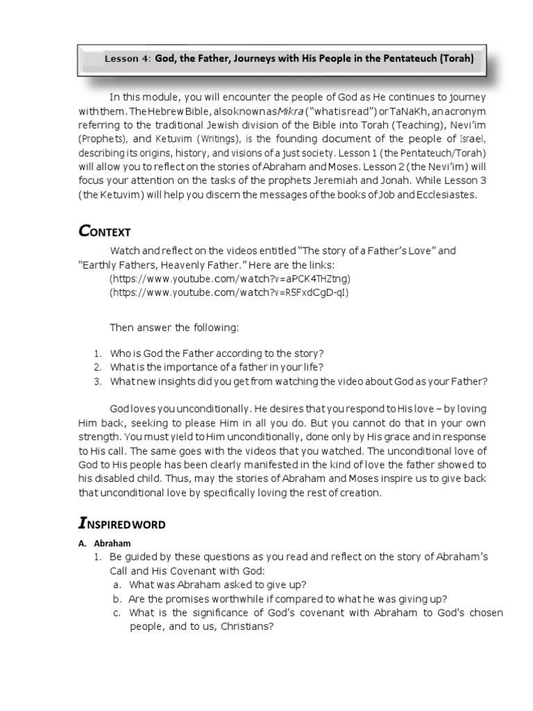 Lesson 4 Abraham-Moses | PDF | Hebrew Bible | Abraham