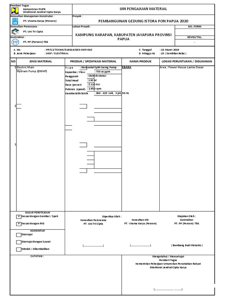 Contoh Format Approval Matrial | PDF