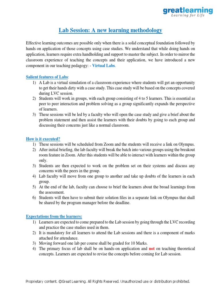 One Pager For Lab | PDF | Case Study | Learning