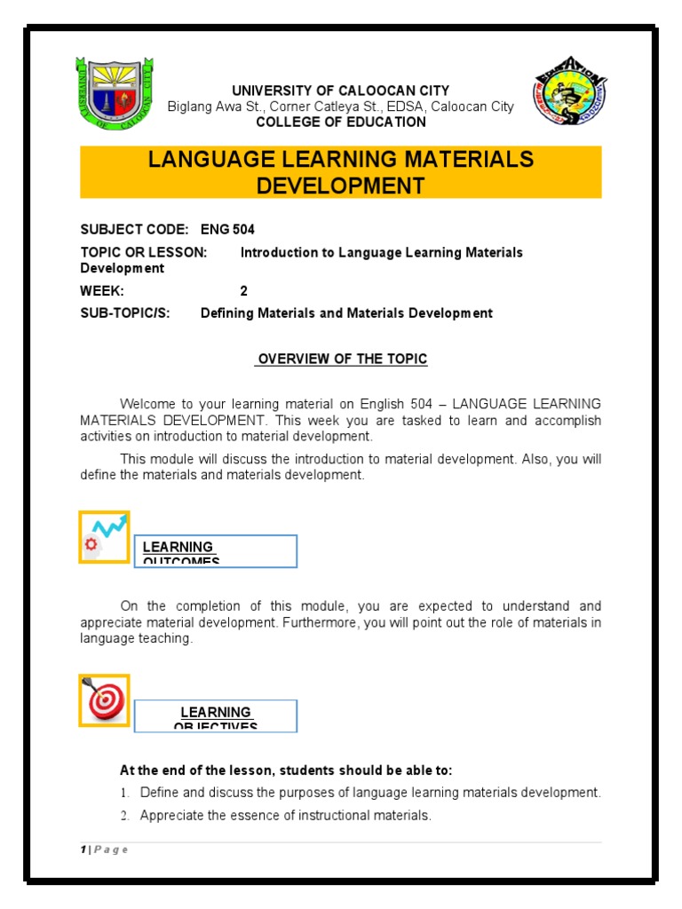 Language Learning Materials Development | PDF | Learning | Language ...