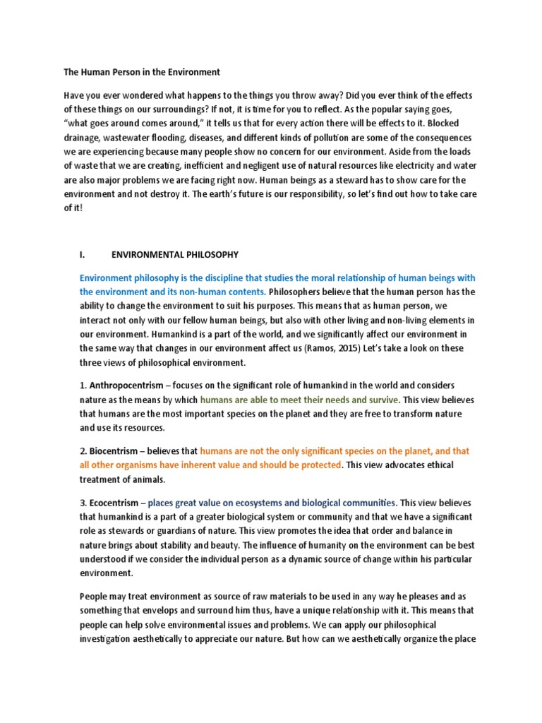 The Human Person in The Environment | PDF | Sustainability | Natural ...