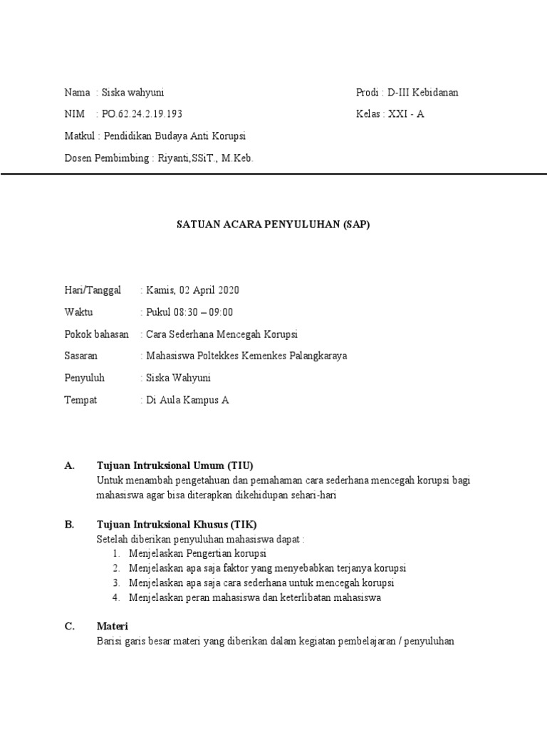 Tugas PBAK SISKA WAHYUNI (SAP) | PDF