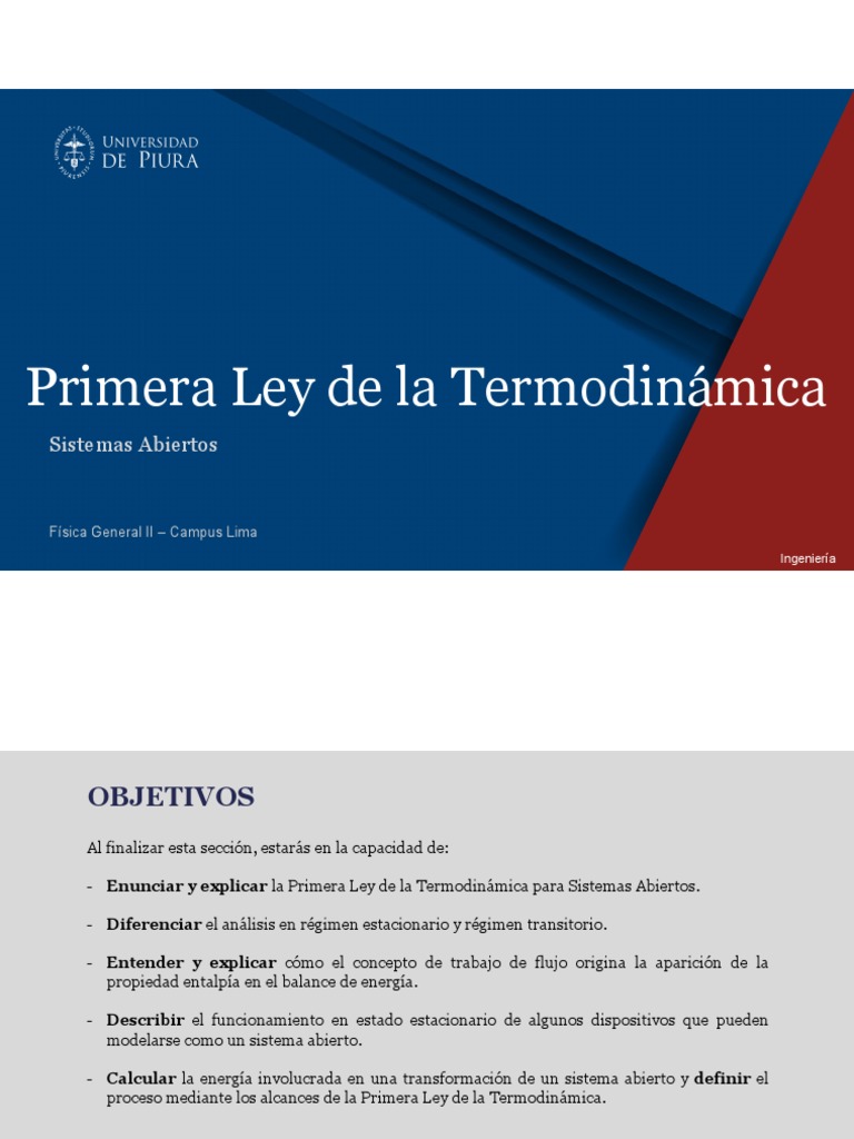2.3 Primera Ley de La TD - Sistemas Abiertos | PDF | Termodinámica | Presión