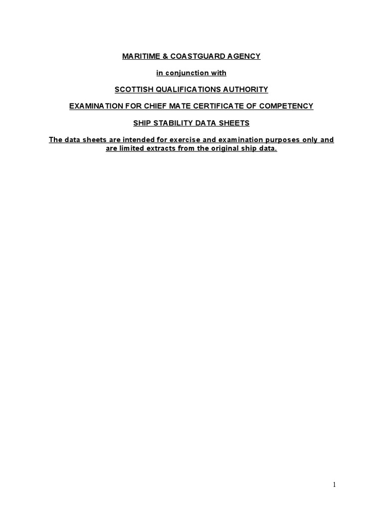 MCA Stability Booklet | PDF | Tonnage | Ships