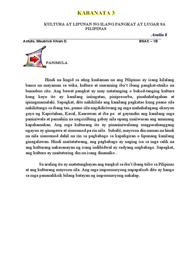 Fil 101 - Aralin 8 | PDF