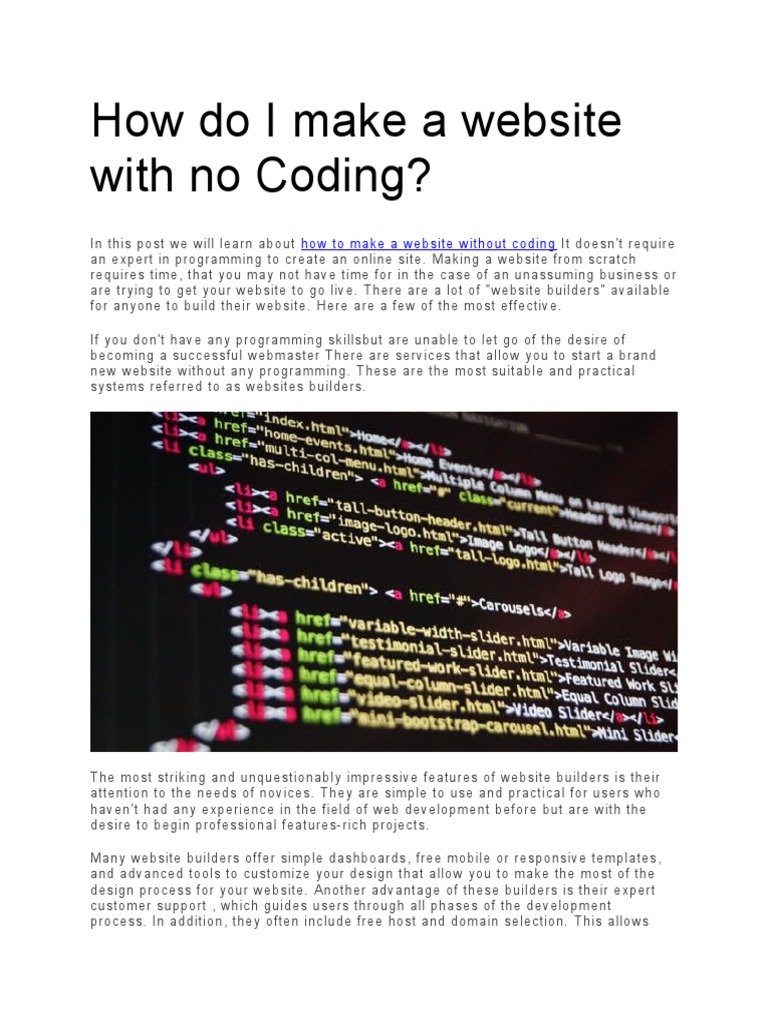 How Do I Make A Website With No Coding | PDF | Computers