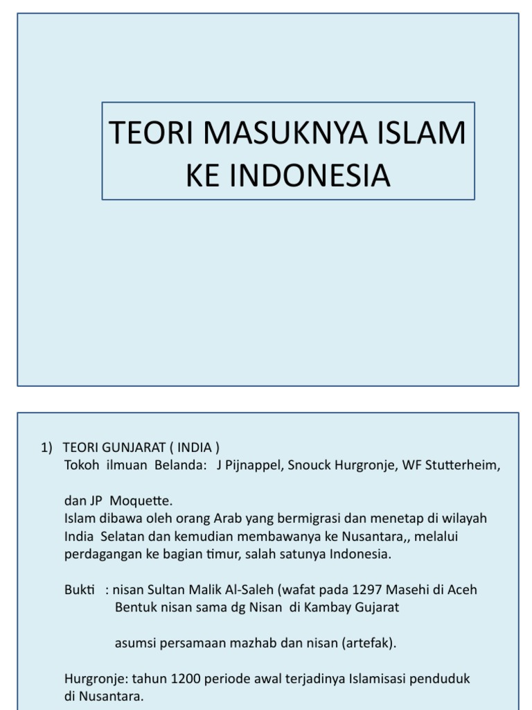Teori Masuknya Islam ke Indonesia | PDF