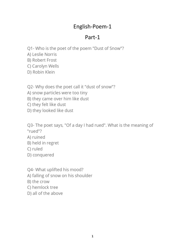 Eng Poem 1 Ya | PDF | Poetry