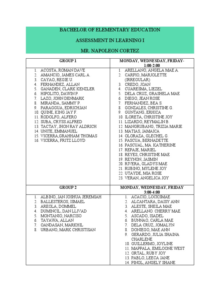 Assessment in Learning Groupings | PDF