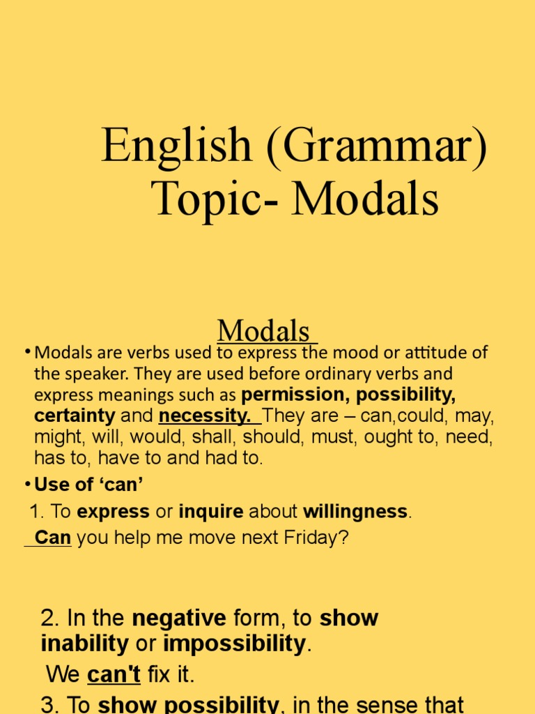Modals | PDF | Language Mechanics | Linguistic Morphology