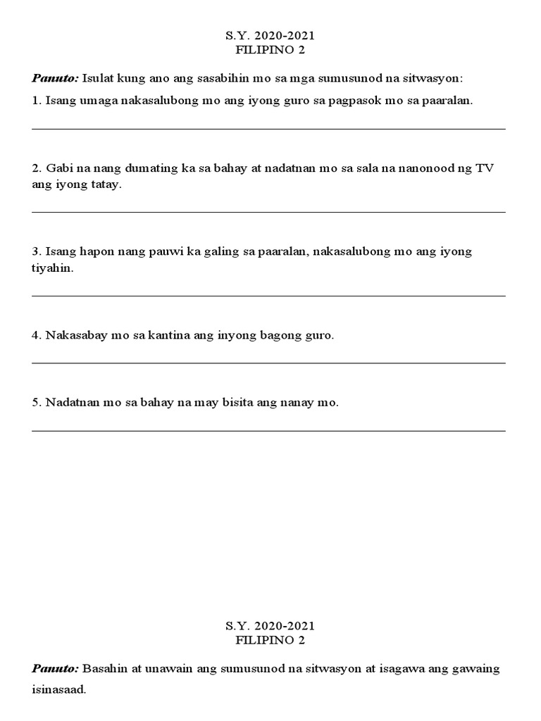 GR2 Q1 Filipino Worksheets ADVANCEMENT Week 2 | PDF