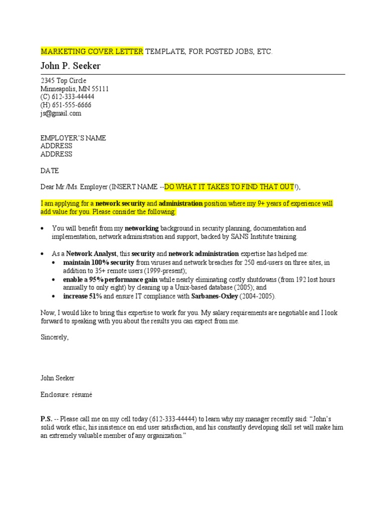 6 Marketing Cover Letter Templates | PDF | Employment | Economies