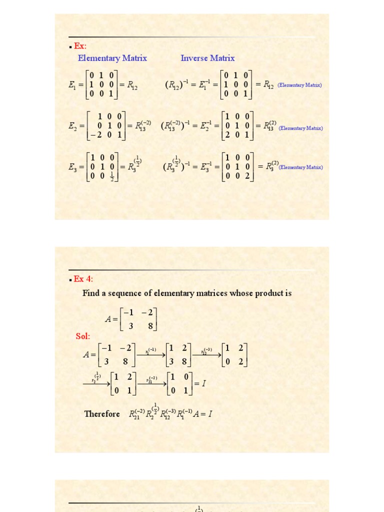 Elem and Permuation Matrices 1 | PDF | Matrix (Mathematics) | Matrix Theory