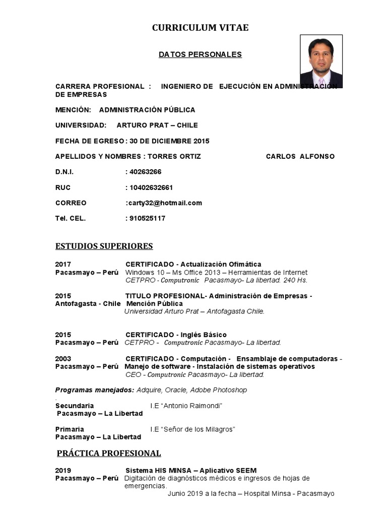 Curriculum Vitae - Carlos Torres | PDF | Desarrollo de software | Informática