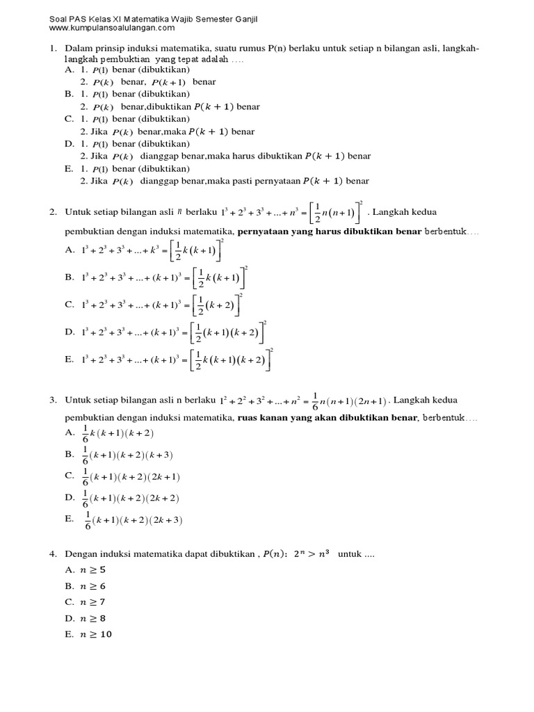 Soal PAS Kelas XI Matematika Wajib Semester Ganjil K 13 | PDF