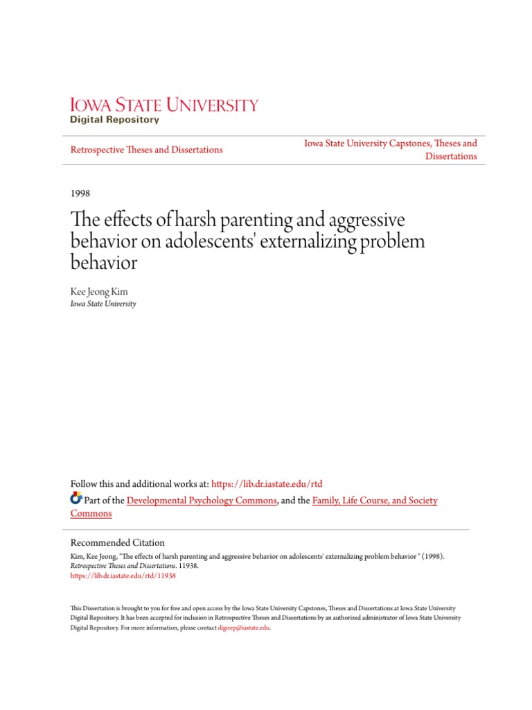 The Effects of Harsh Parenting and Aggressive Behavior On Adolesc | PDF ...