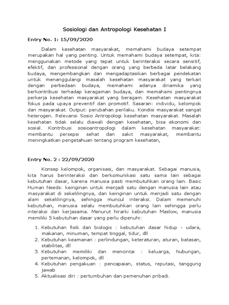 Sosiologi Dan Antropologi Kesehatan 01 2020 Pdf