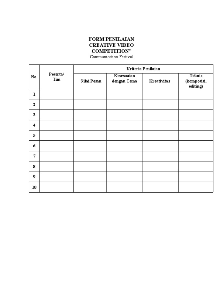 Form Penilaian Creative Video | PDF