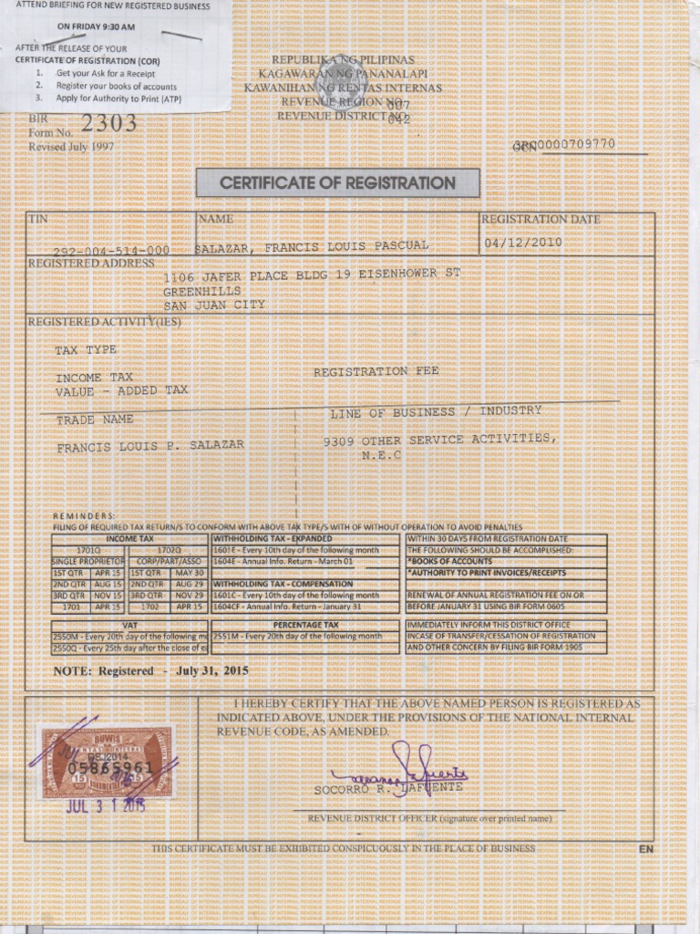 Bir Cor 2303 PDF | PDF