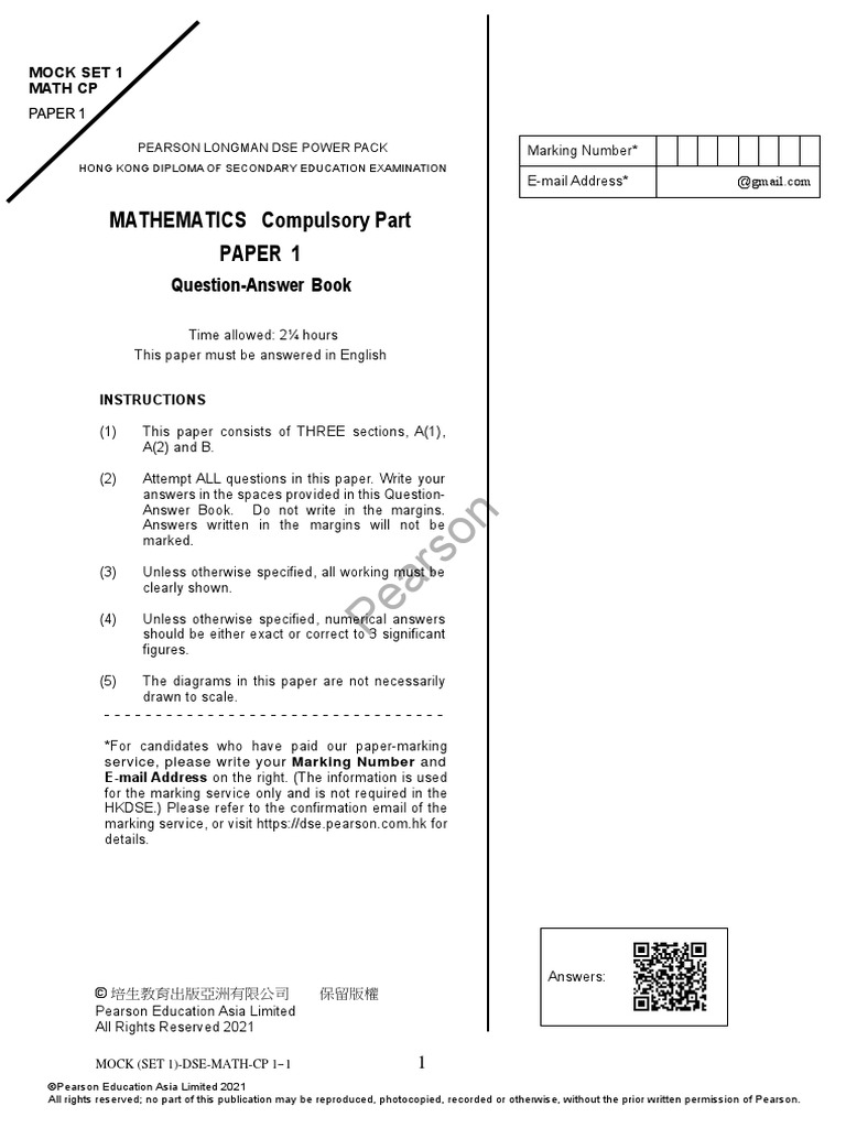 Pearson: Mathematics Compulsory Part Paper 1 | PDF | Mathematics | Geometry