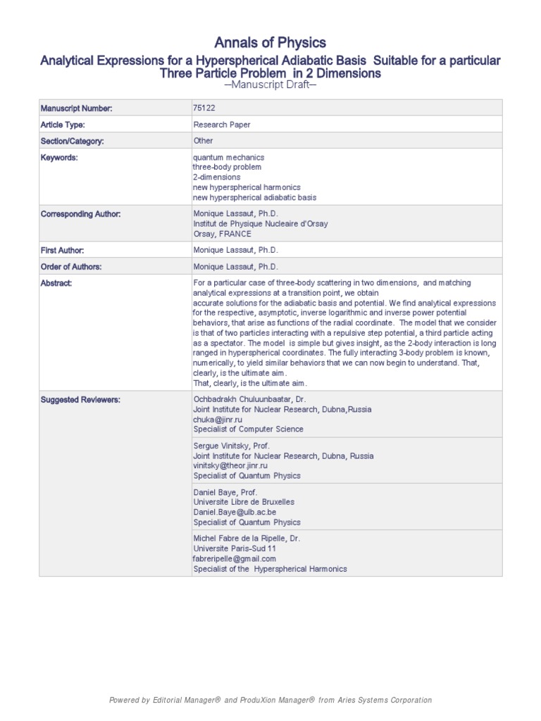 Annals of Physics | PDF | Eigenvalues And Eigenvectors | Hamiltonian ...