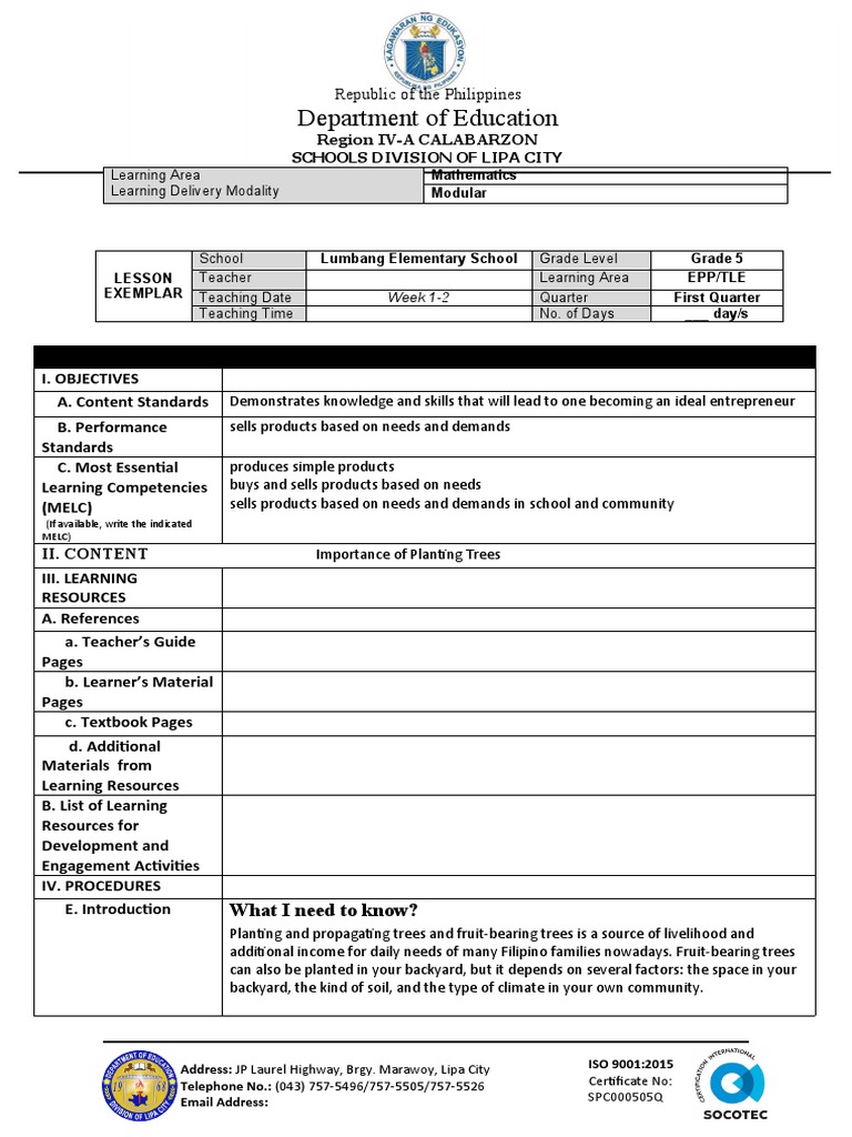 Department of Education: Republic of The Philippines | PDF | Learning ...