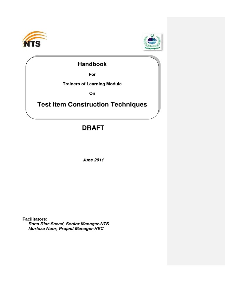 Test Item Construction Techniques Guide | PDF | Test (Assessment ...