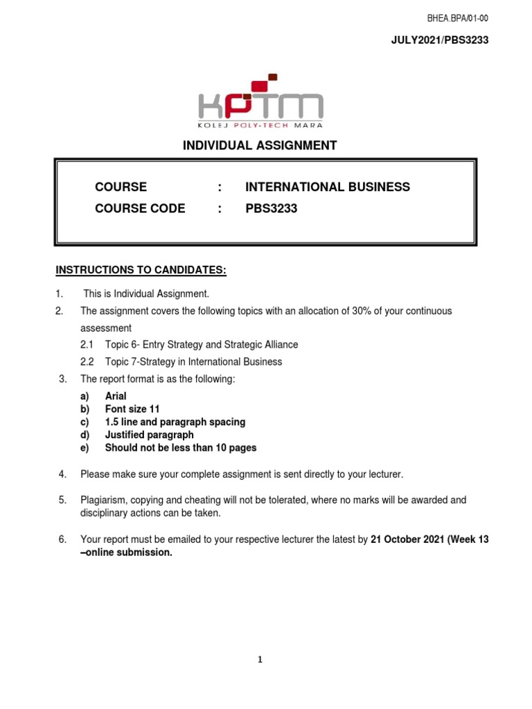 International Business Assignment Guide | PDF | Business