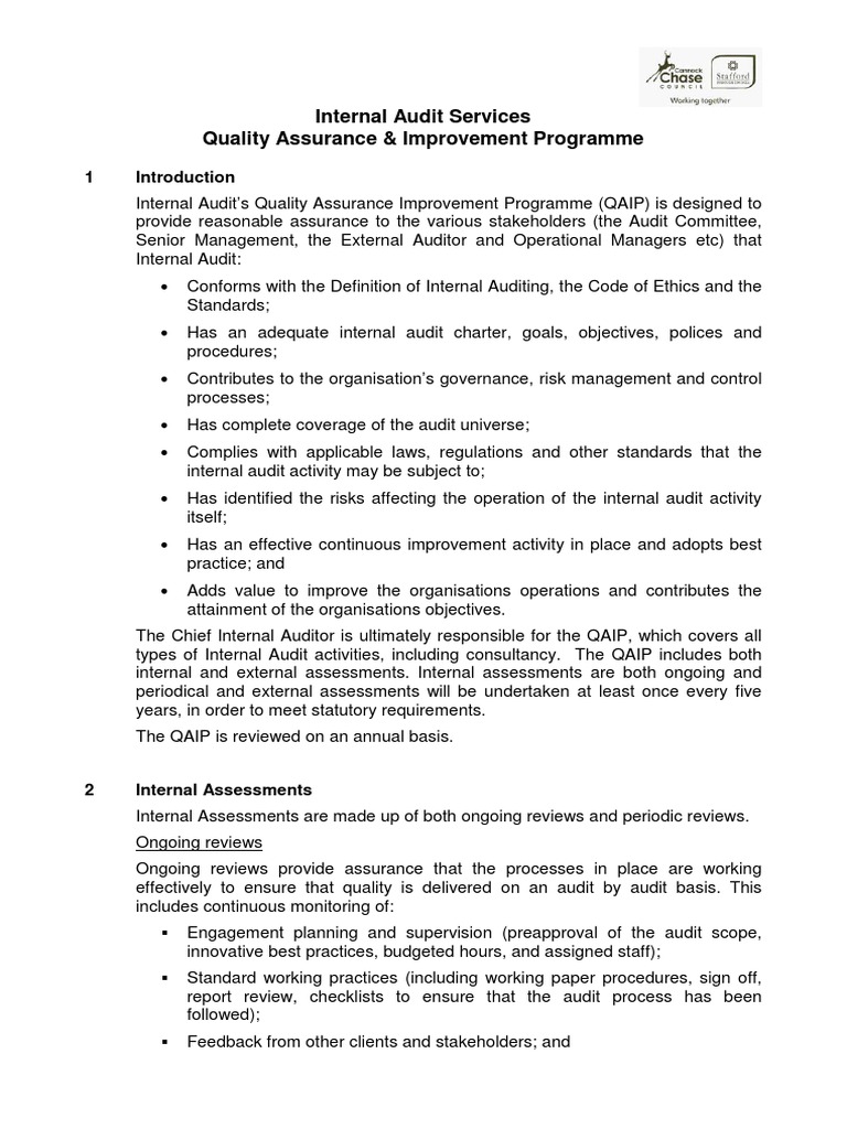 Internal Audit Services Quality Assurance & Improvement Programme | PDF ...