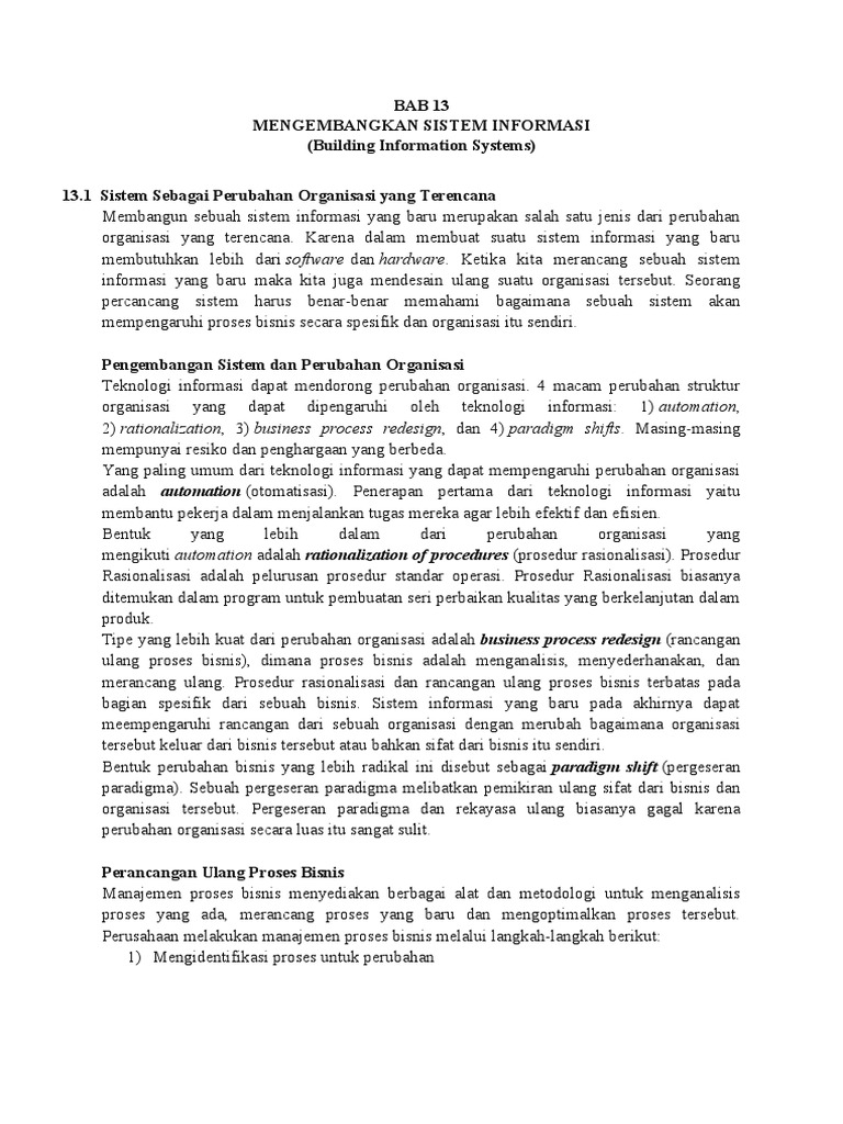 Rangkuman Sim Bab 13 Membangun Dan Mengelola Sistem | PDF