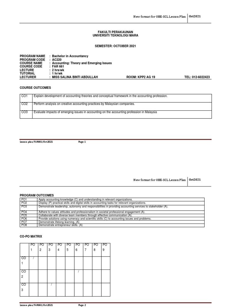 New Format For OBE-SCL Lesson Plan | PDF | Financial Statement | Accounting