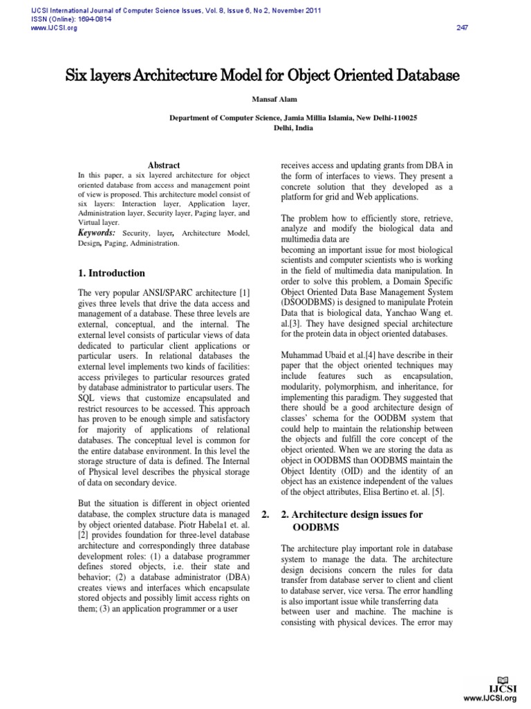 Six Layers Architecture Model For Object Oriented Pdf Databases Object Computer Science