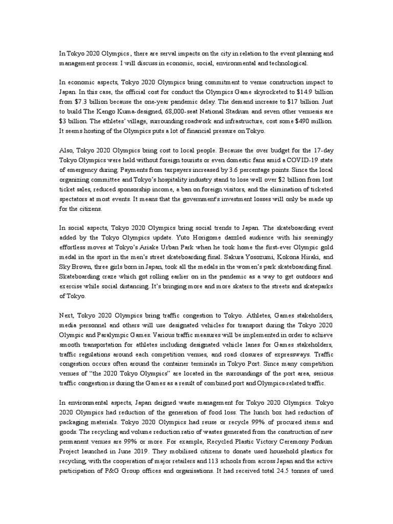 In Tokyo 2020 Olympics | PDF | Recycling | Olympic Games