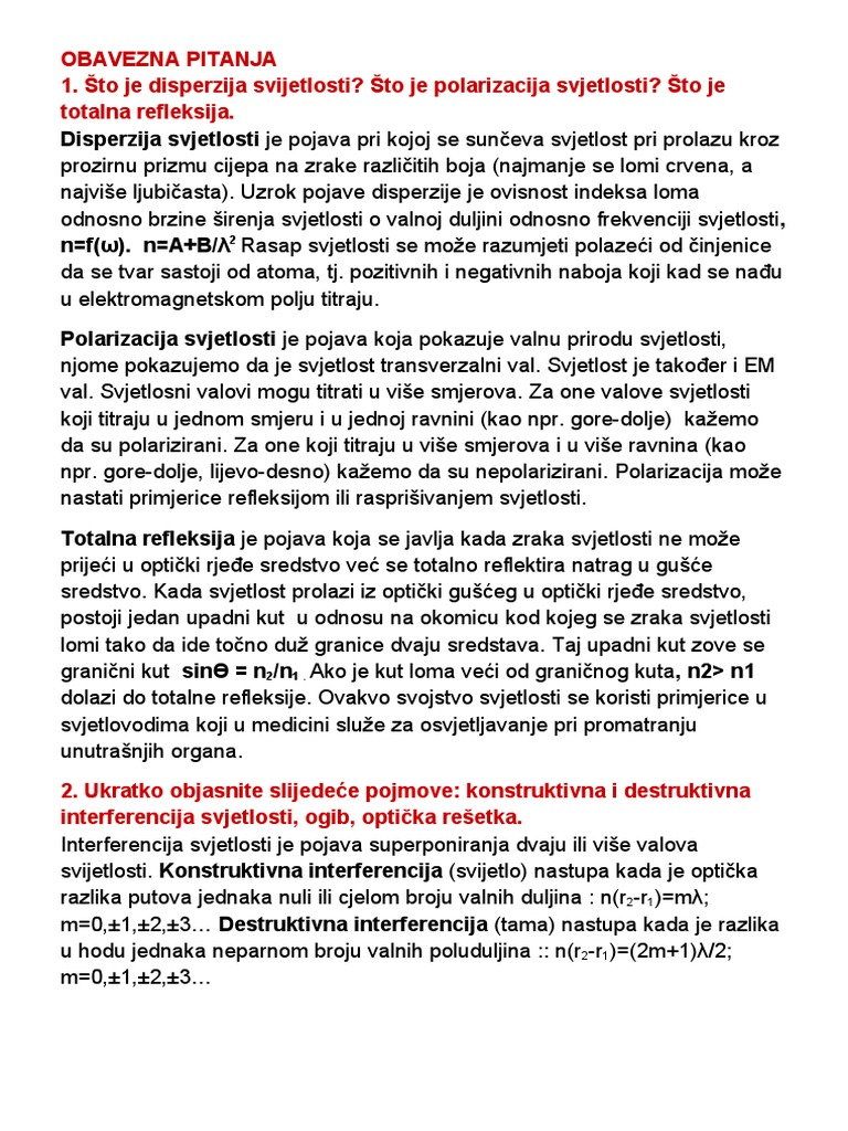 Fizika 2 Kolokvij Obavezna | PDF