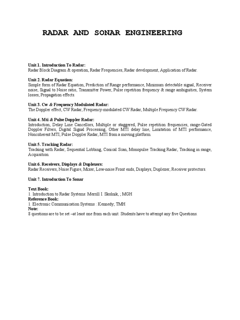 Syllabus-8th Sem | PDF | Radar | Telecommunication