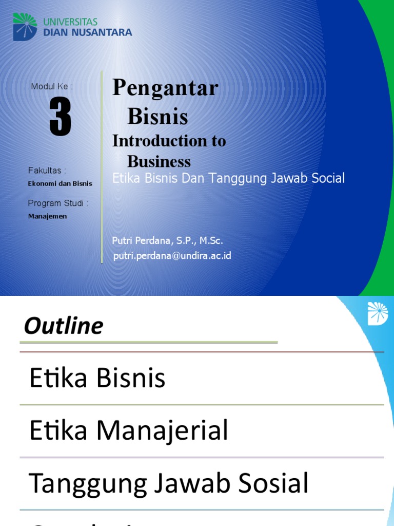 MODUL Pengantar Bisnis 3 - Etika Bisnis Dan Tanggung Jawab Social. | PDF | Karier & Perkembangan ...