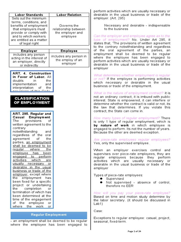 Classification of Employment | PDF | Employment | Layoff