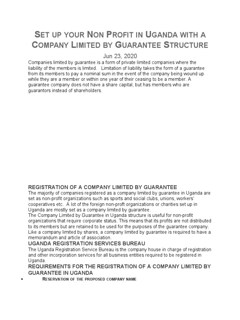 Set Up Your Non Profit in Uganda With A Company Limited by Guarantee ...