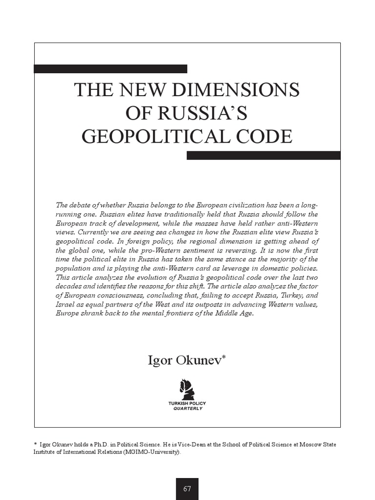 Russia's Evolving Geopolitical Identity | PDF | World Politics | Russia