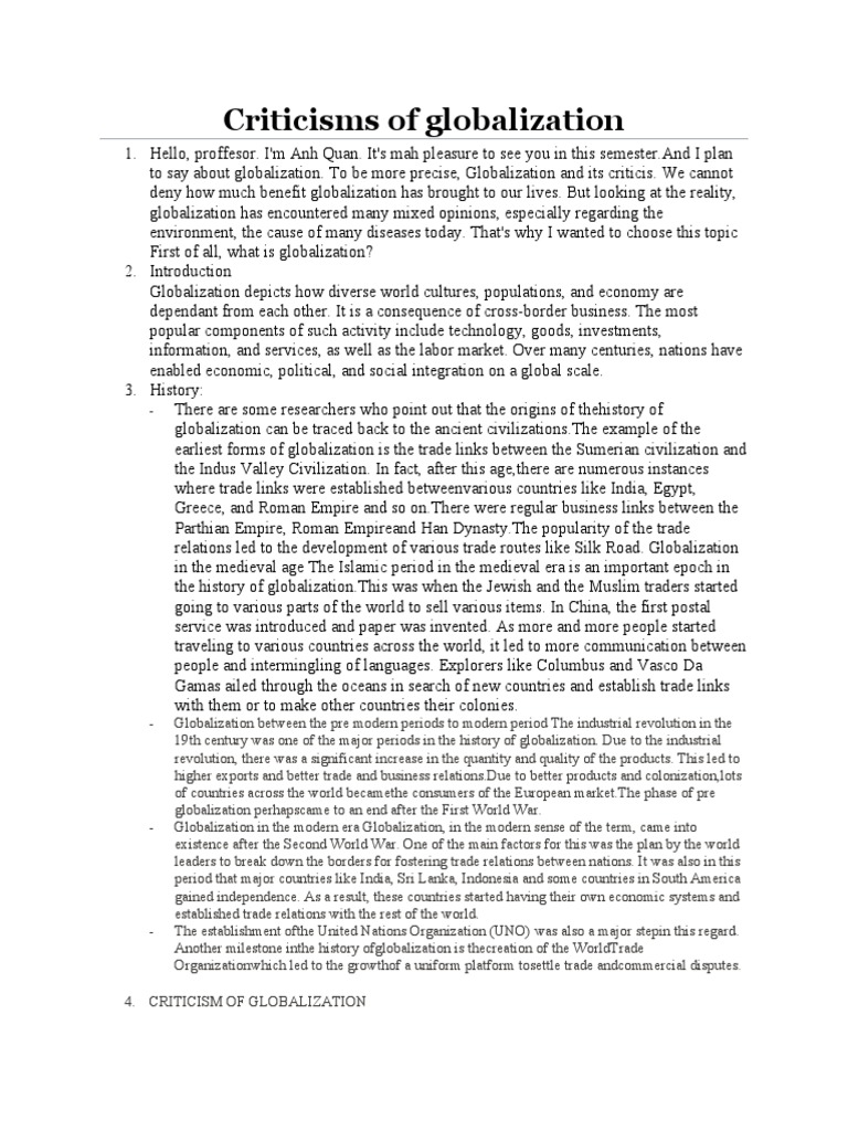 Critique of Globalization's Impact | PDF | Globalization | Pollution