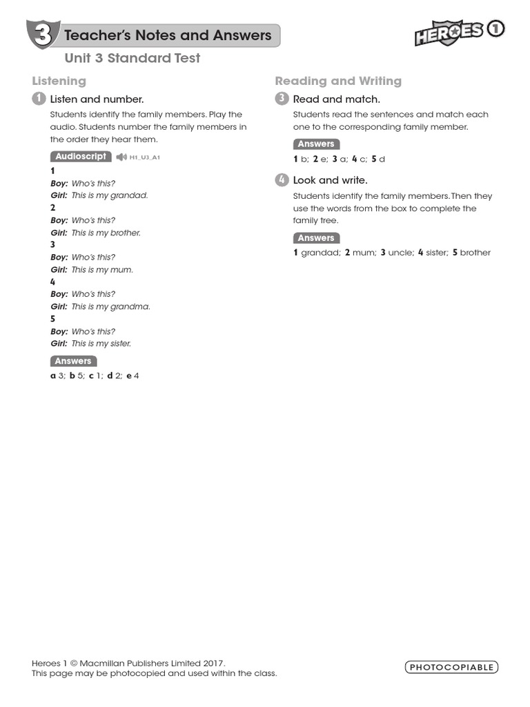 Level 1 Topic 5 Family Worksheet 3 Answerkey | PDF | Language Arts ...
