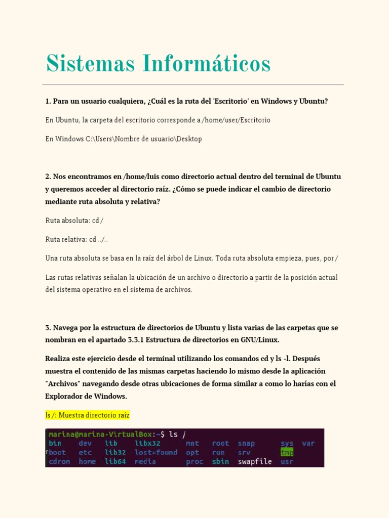 UT4.01 Sistemas Informáticos Actividad Comandos LINUX | PDF | Archivo ...