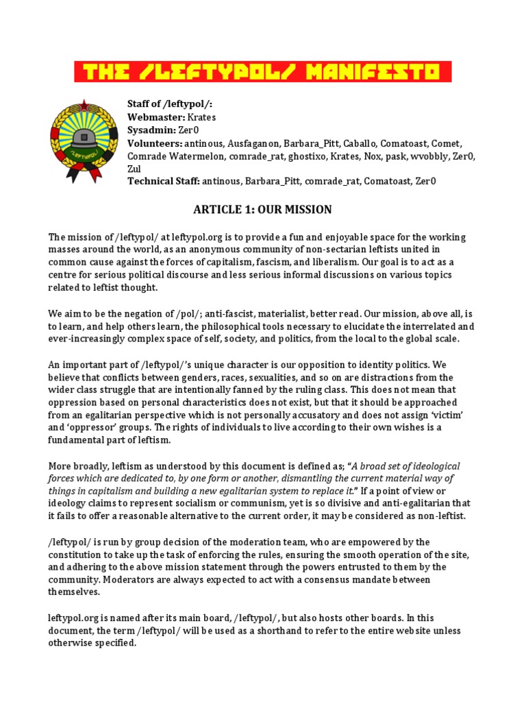/leftypol/ Community Guidelines and Mission | PDF | Internet Forum ...