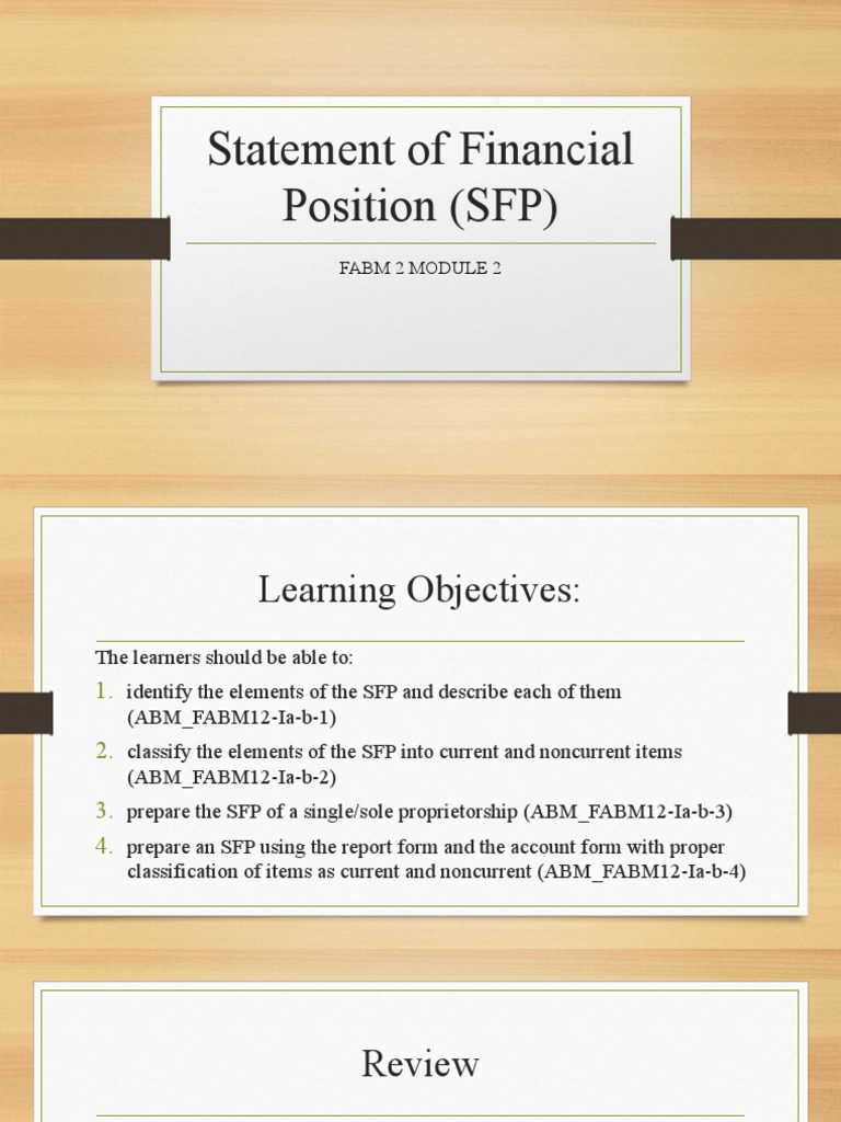 Statement of Financial Position SFP - PPTX MODULE2 | PDF | Balance ...