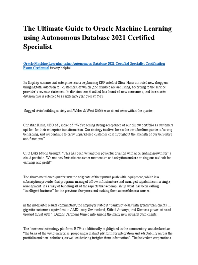 The Ultimate Guide To Oracle Machine Learning Using Autonomous Database ...