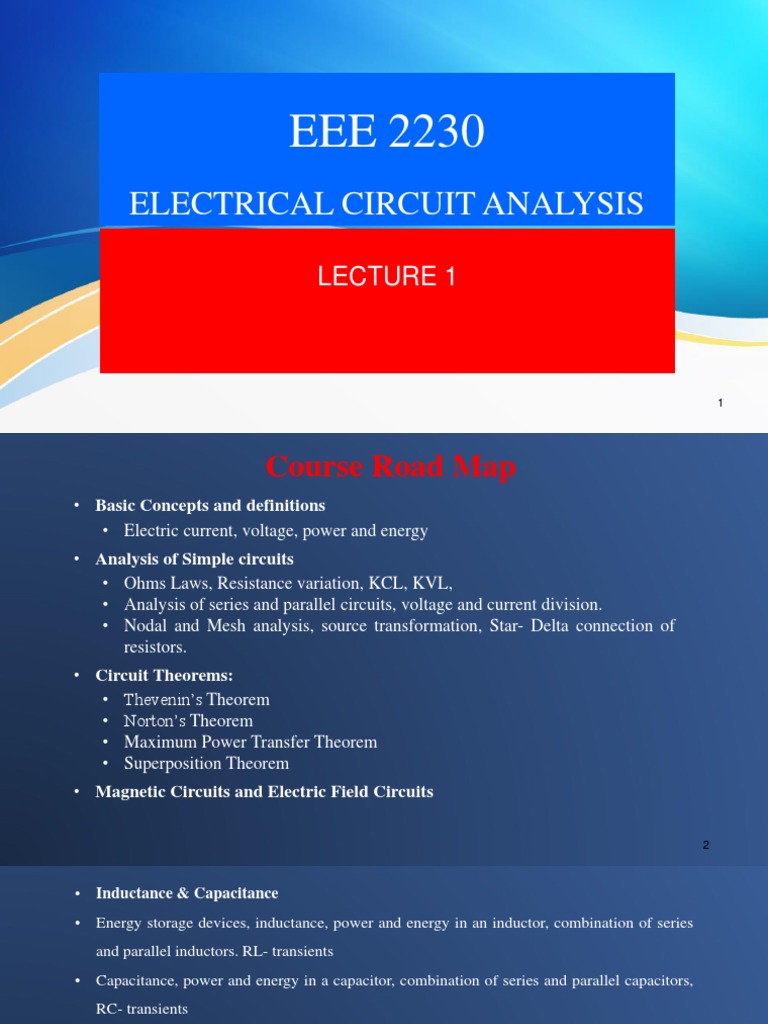 Lecture 1 Electrical Elements Series Parallel Circuits Pdf