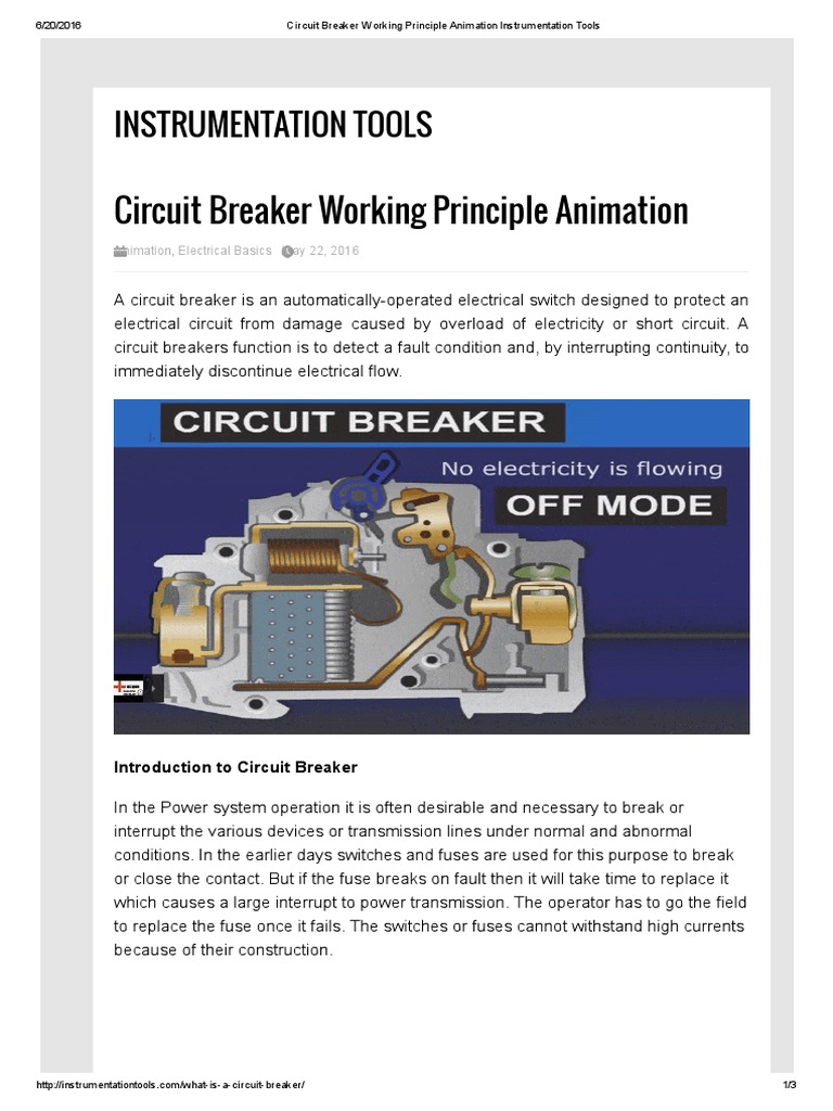 Circuit Breaker Working Principle Animation Instrumentation Tools | PDF ...
