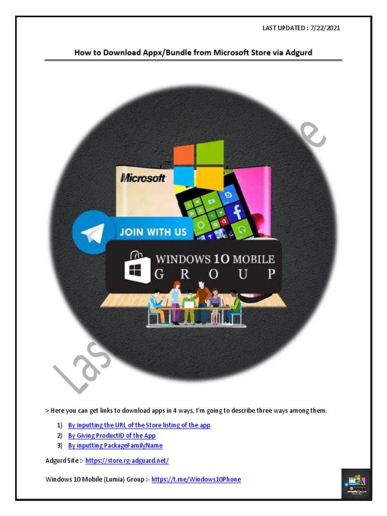 How To Download Appx, AppxBundle From Microsoft Store Via Adgurd | PDF | Windows 10 | Mobile App