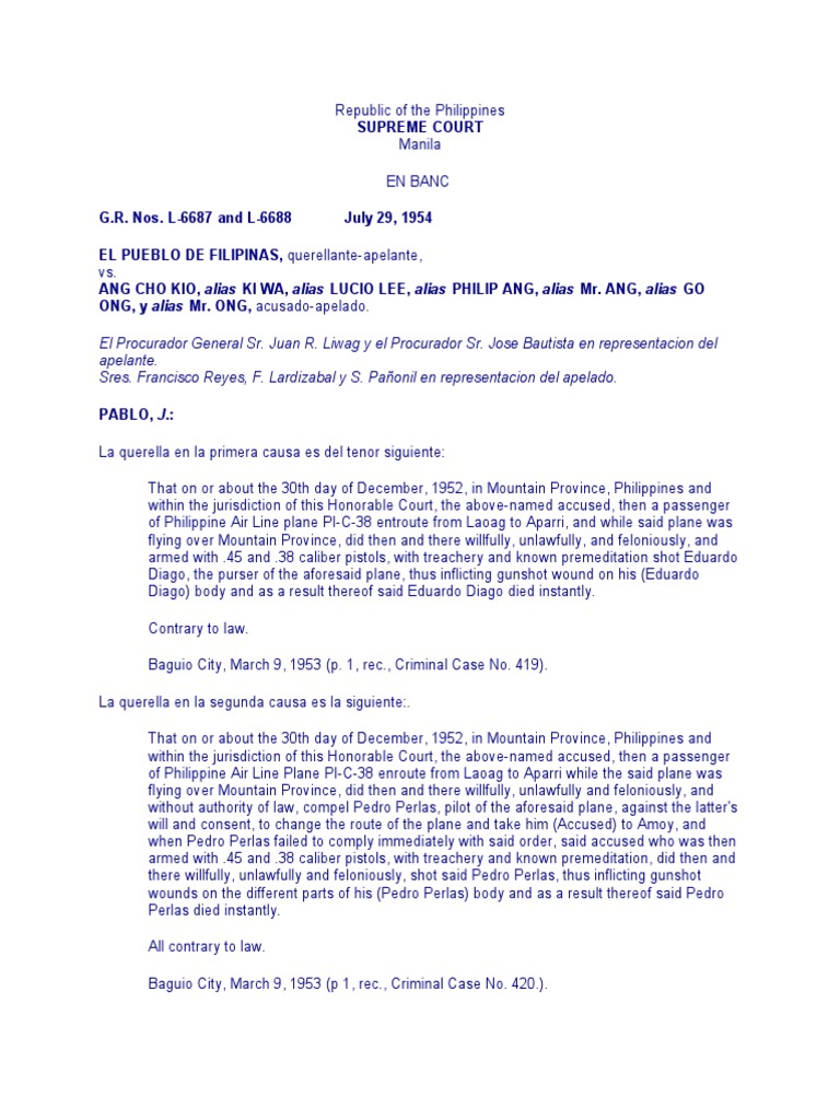 11 - People v. Ang Cho Kio, 95 Phil. 475 (Catahay) | PDF | Social ...