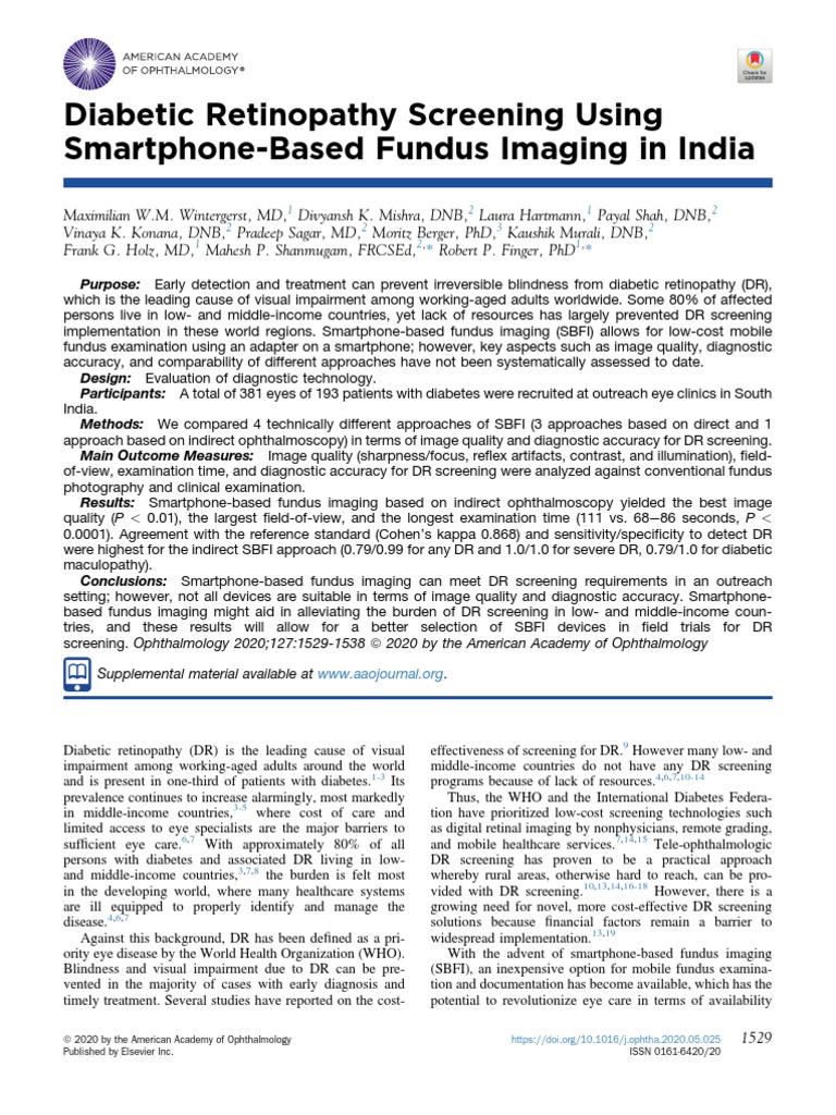 Diabetic Retinopathy Screening Using Smartphone-Based Fundus Imaging in ...